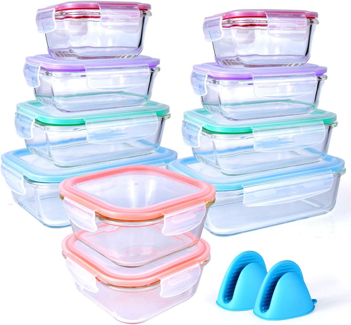 Amazon.com: Vallo [20 Piece] Glass Food Storage Containers Set with ...