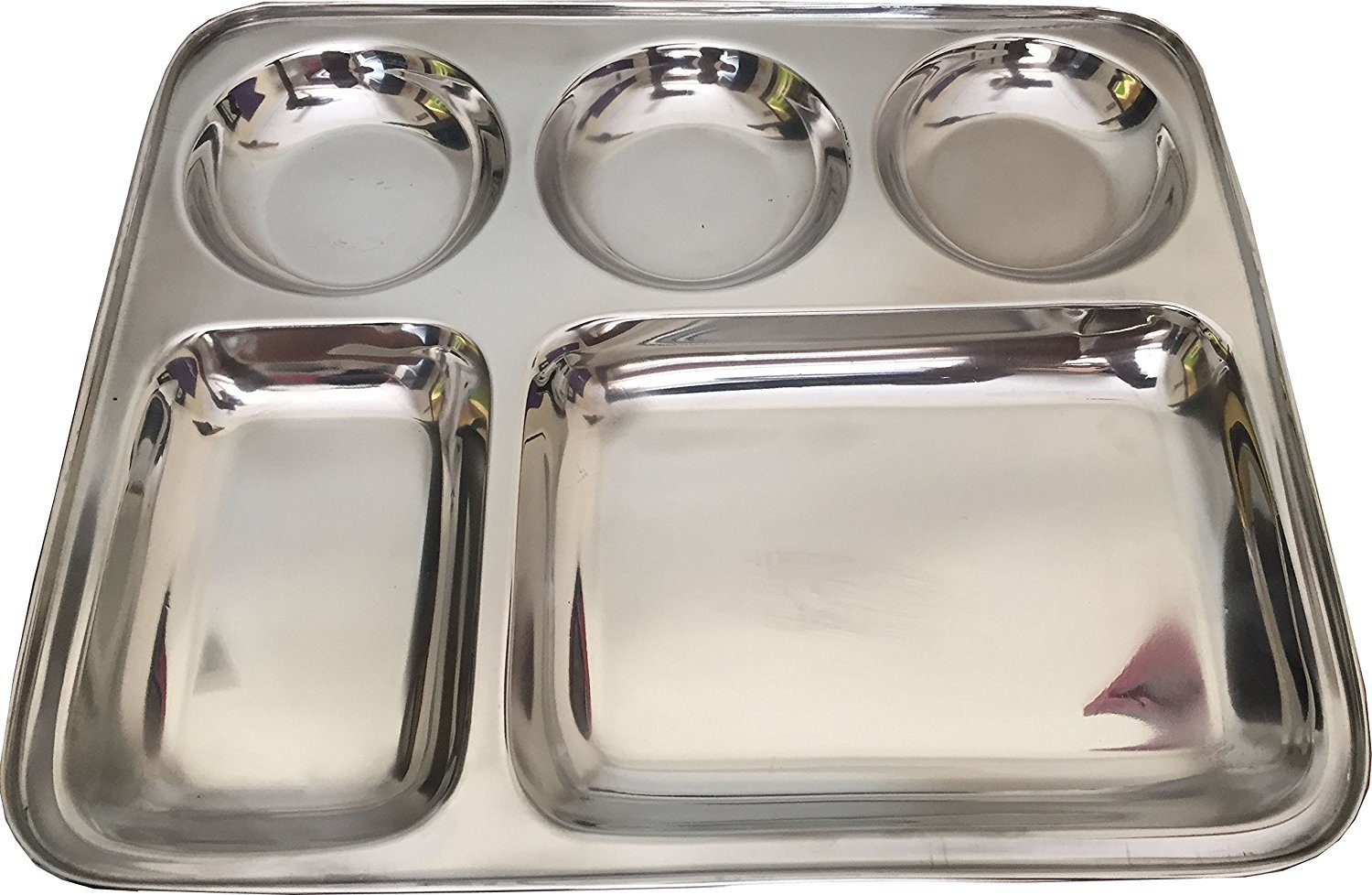Buy Stainless Steel Five Compartment Plate,Thali,Mess Tray,Dinner Plate ...