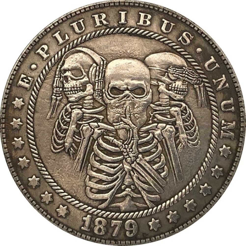 Amazon.com: Three Skull Head USA Skeleton Skull Retro HOBO Art Coin ...
