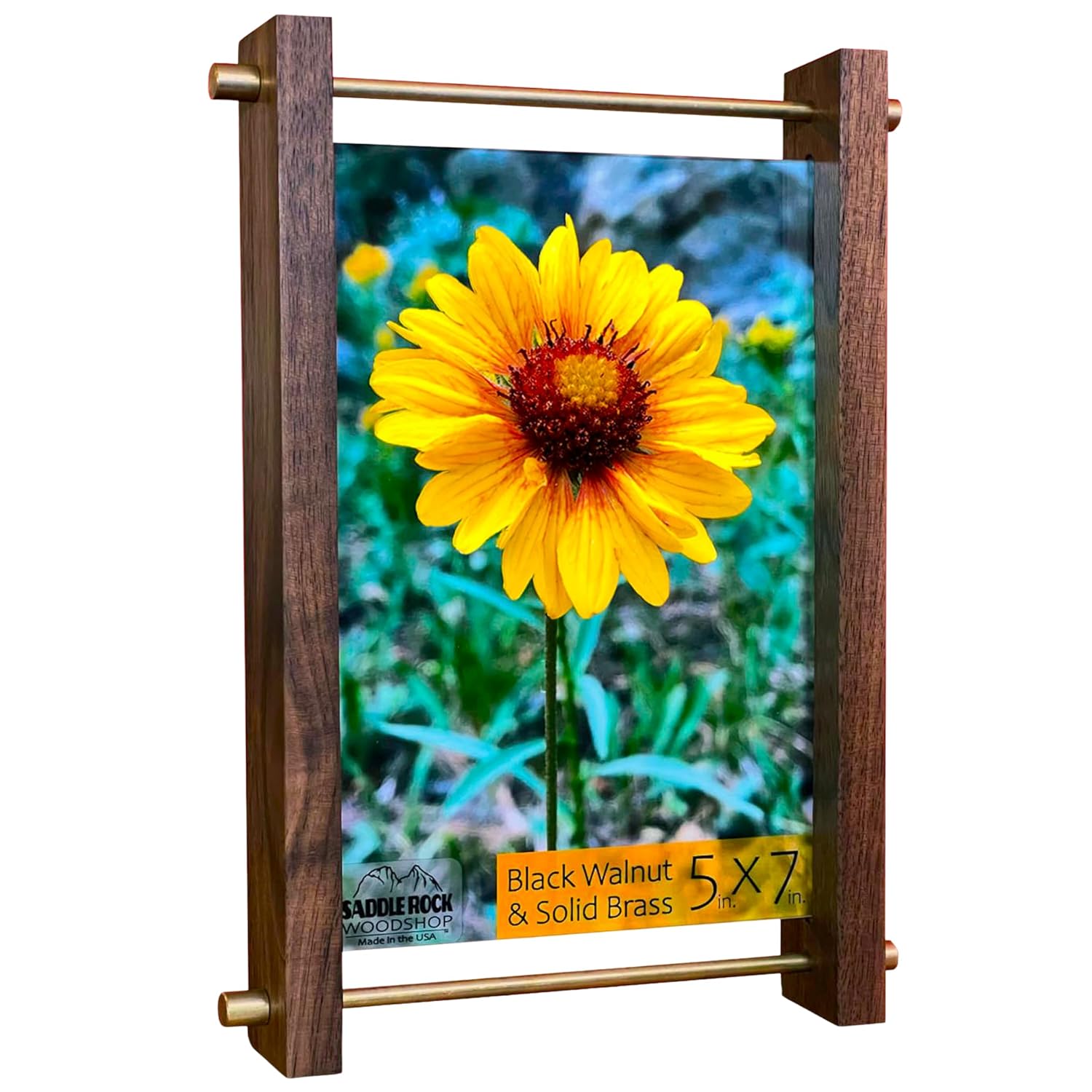 Amazon.com: 5x7 Picture Frame Solid Walnut Wood Frame with Solid Brass ...