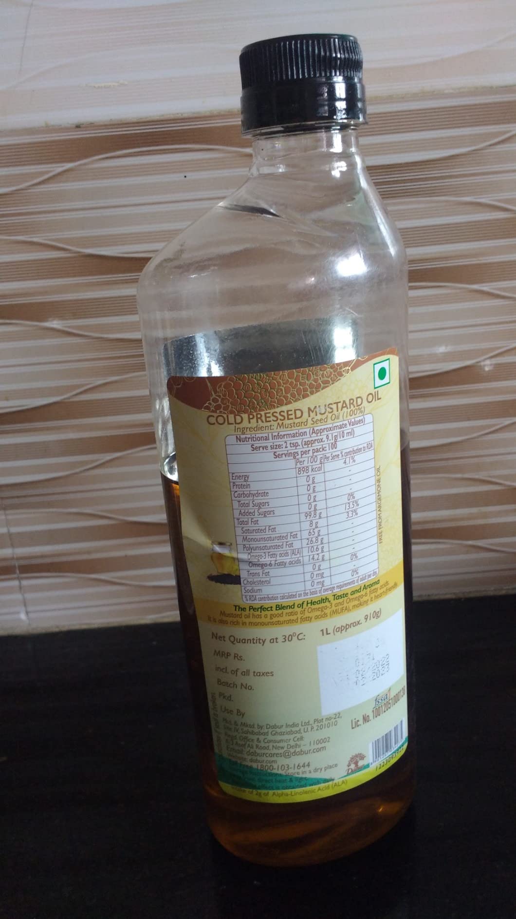 Dabur Cold Pressed Mustard Oil 1L | Healthy Cooking Oil | Goodness of ...