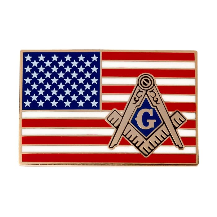 Buy American Flag Masonic Logo Enamel Lapel Tie Pin Freemason Emblem ...
