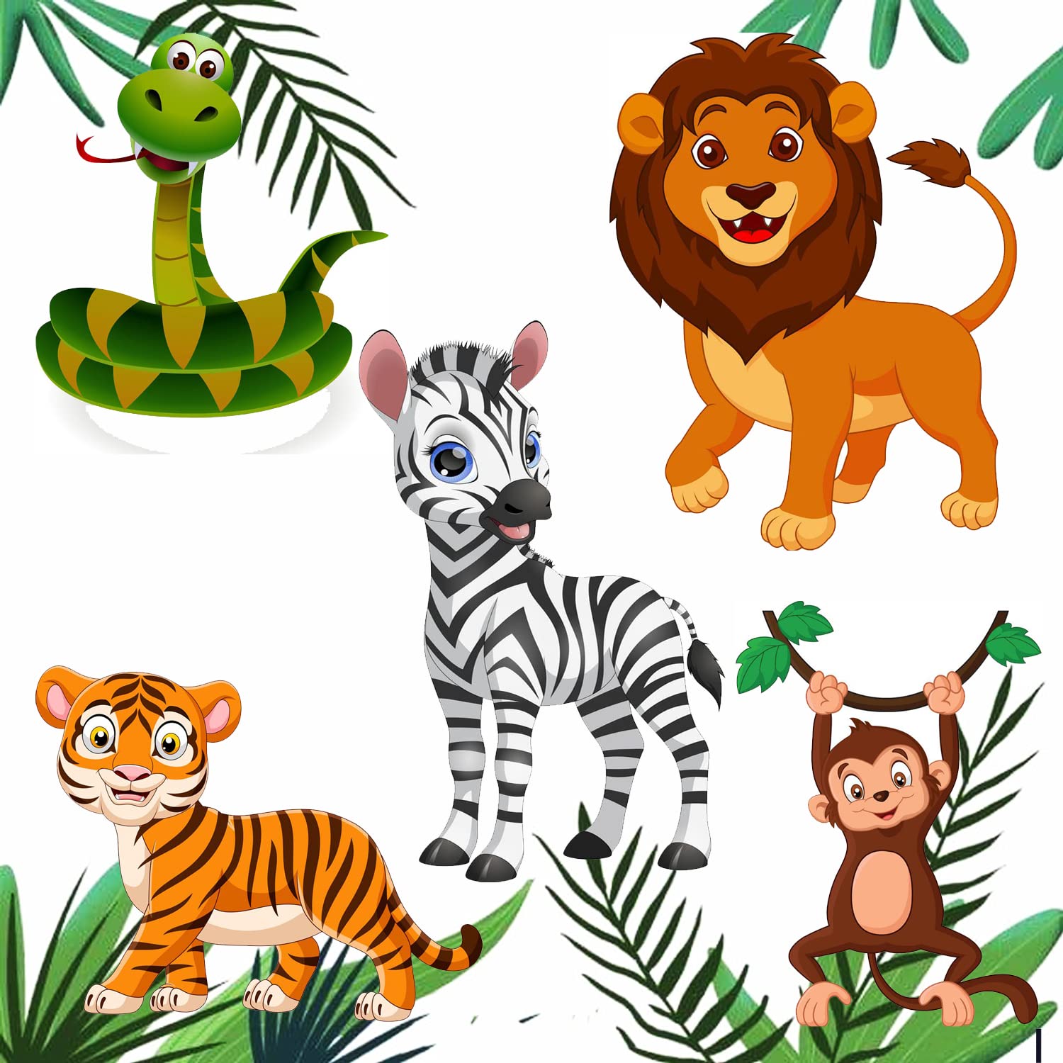 Beeban 10 Pc Jungle Theme Animal Theme Cutouts Set for Birthday, Baby ...
