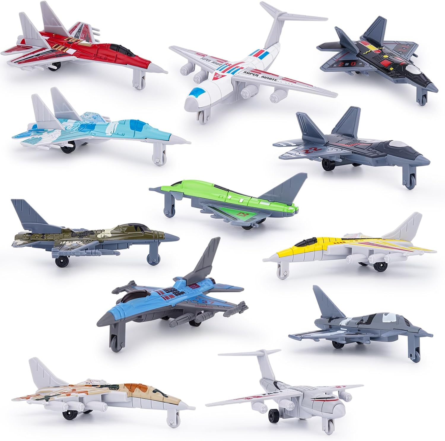 Amazon.com: Crelloci 12 Pack Airplane Jet Toys, Die Cast Military Plane ...