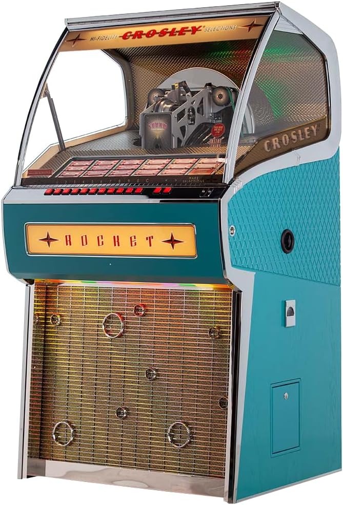 Amazon.com: Crosley CR1210A-TQ Rocket Full Size Vinyl Jukebox with ...