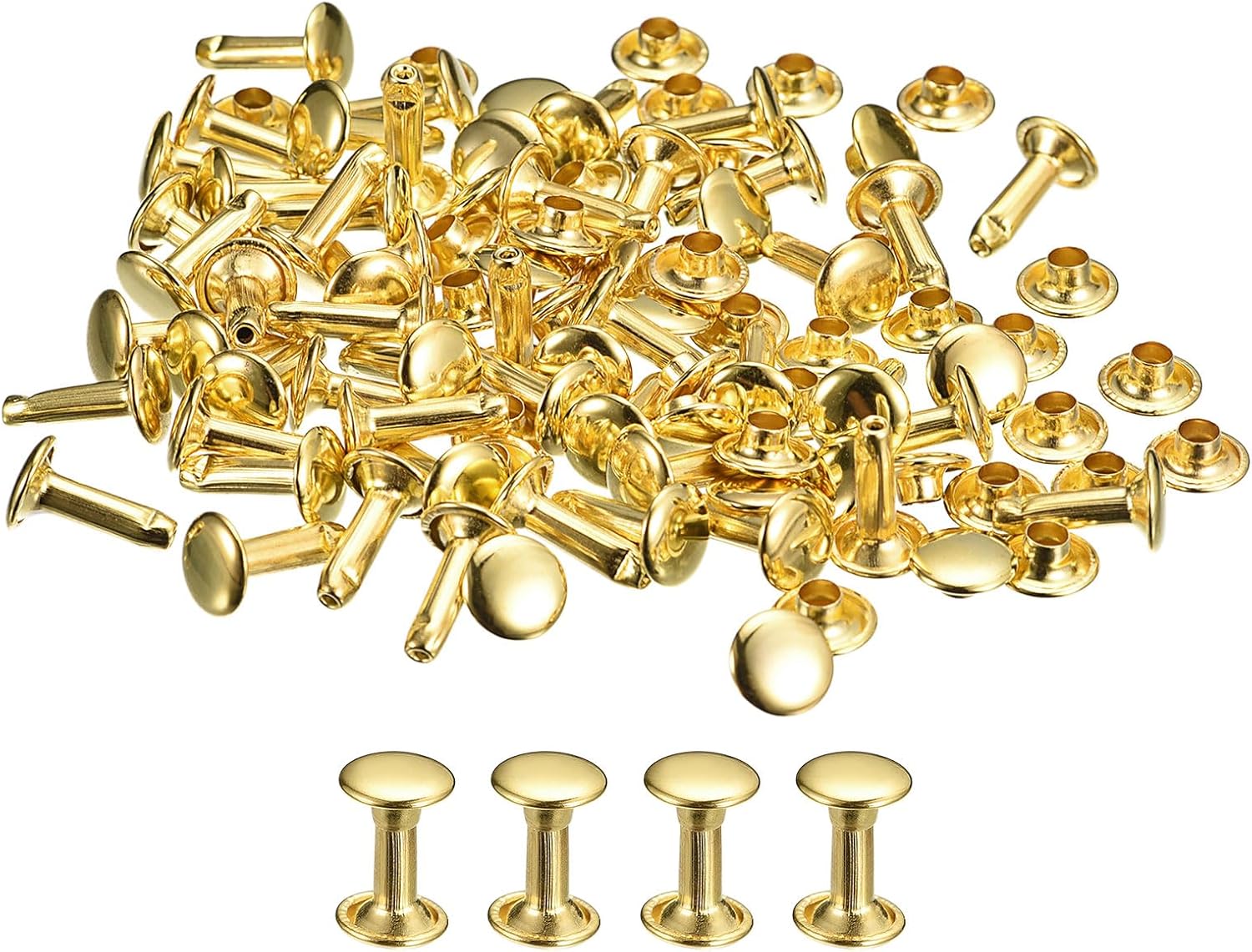 sourcing map 100 Sets Leather Rivets, 6x10mm Double Cap Rivets Metal ...
