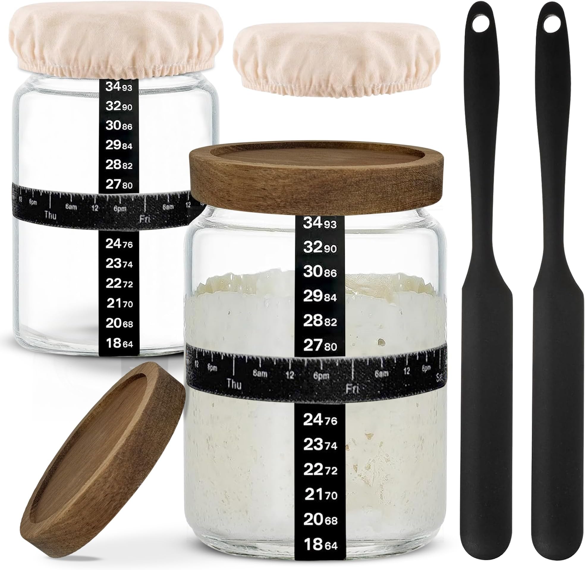 Amazon.com: TOKPELA Sourdough Starter Jar Glass, Wide Mouth Sourdough ...