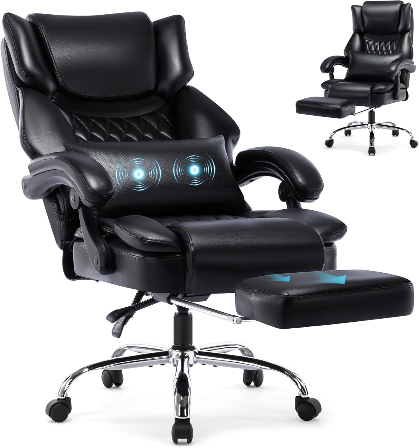 Amazon.com: High Back Office Chair with Foot Rest, Reclining Massage ...