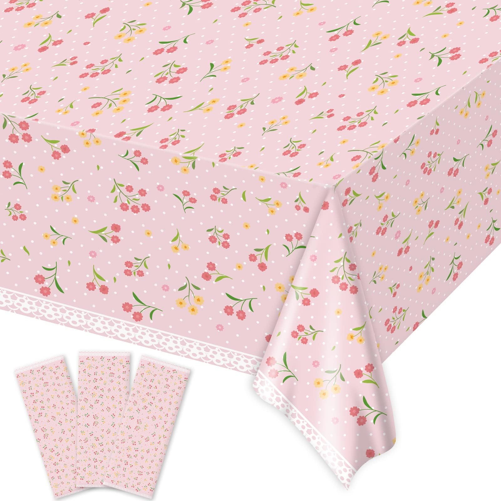 Amazon.com: Mindsoft 8 Pcs Tea Party Floral Tablecloth 54'' x 108 ...