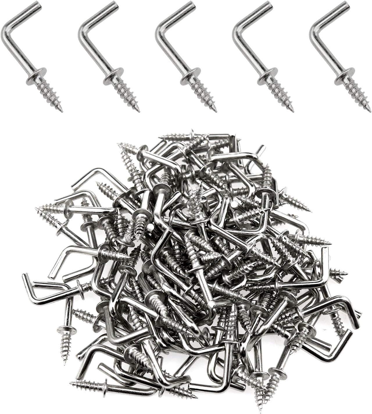 Amazon.com: VAKTOK Metal l-Shaped Hooks 1/2Inch Silver L-Type Hooks ...