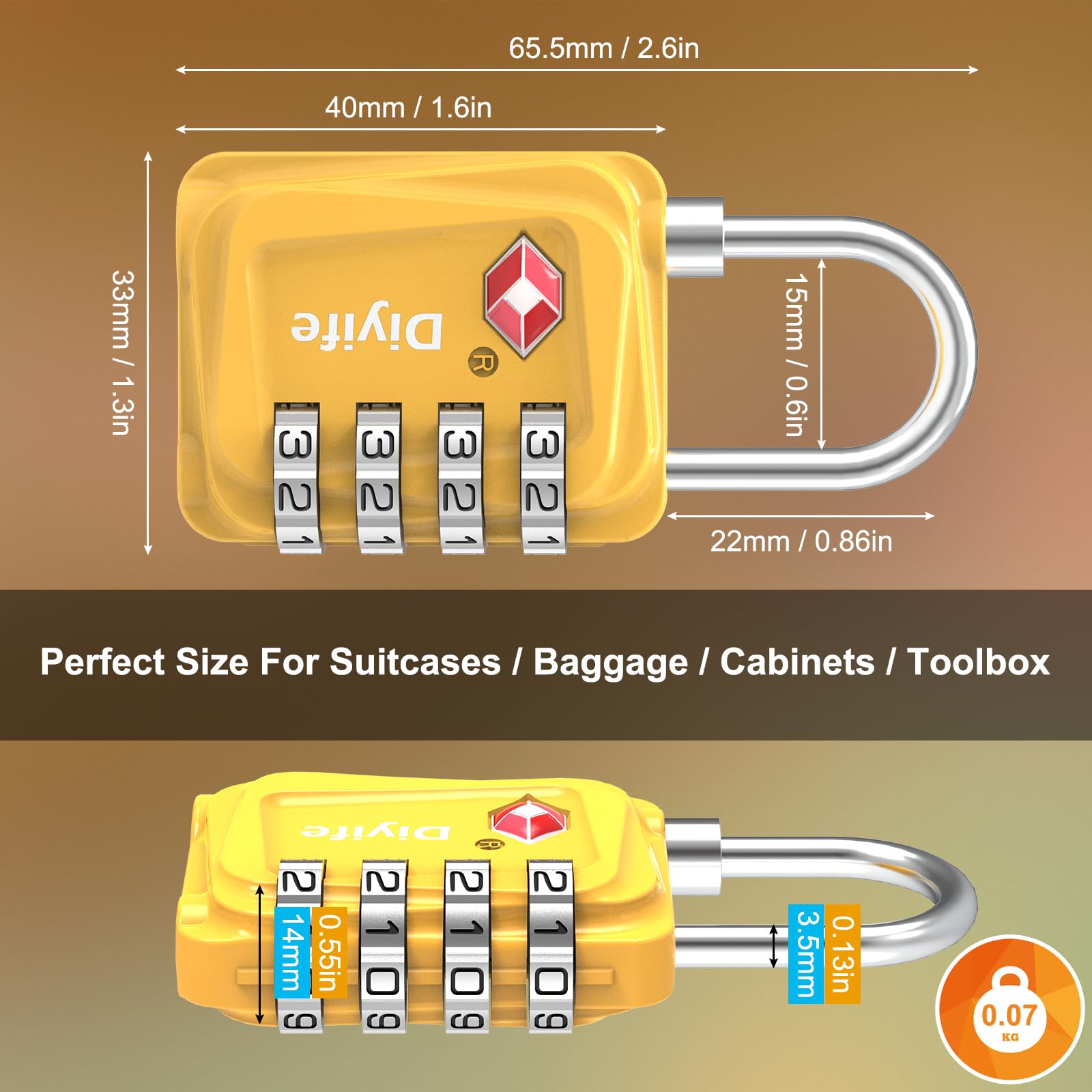 Snapklik.com : Diyife TSA Luggage Locks, Upgrade Version2 Pack TSA ...