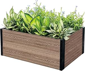 Amazon.co.jp: Everbloom エバーブルーム 壁側深型ガーデンベッド 幅91 x 奥行60 x 高さ36 R143624 屋外 大型 人工木 プランター 長方形 ボックス ...