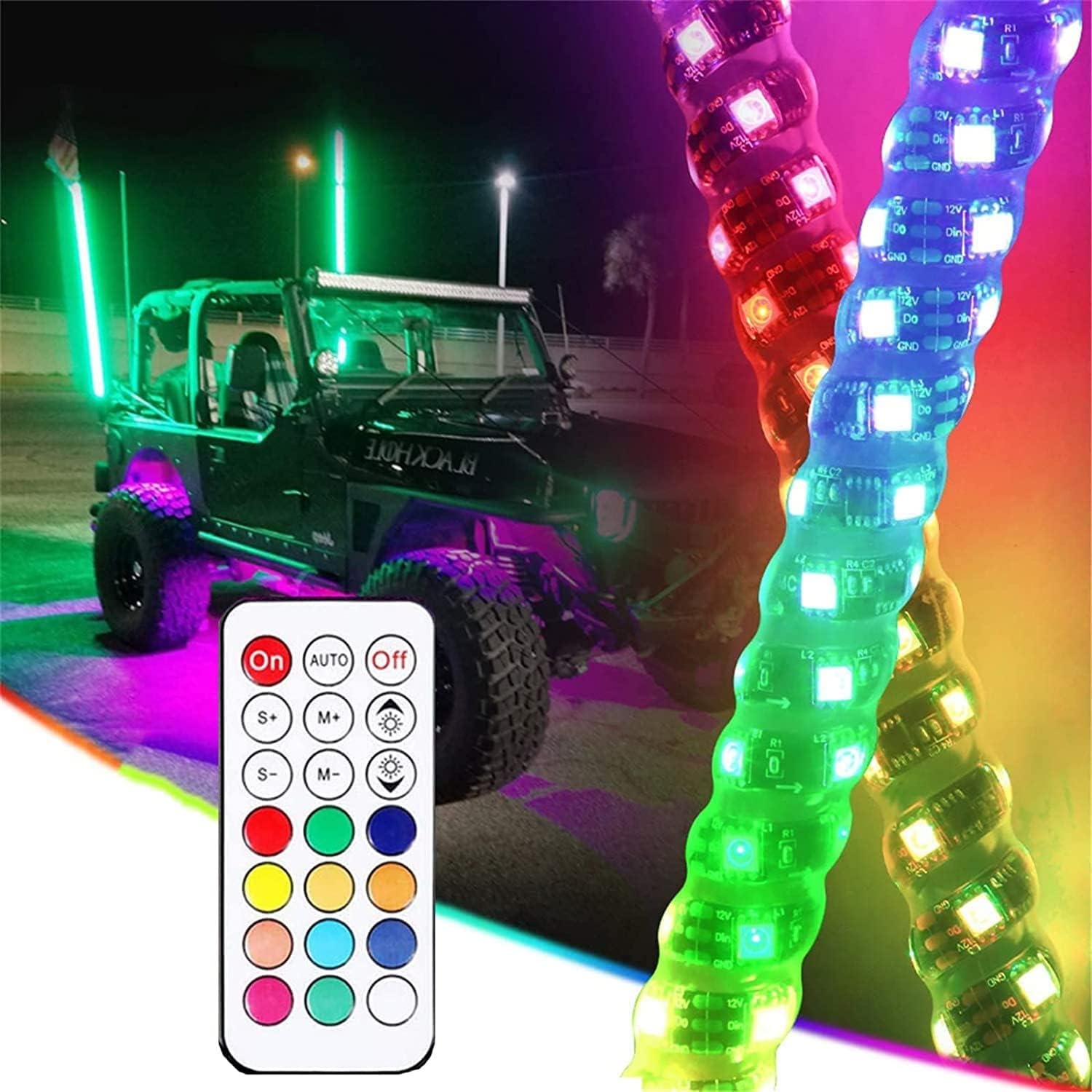 Amazon.com: led Whip Lights 2Pcs 4/5ft LED Whips Light with Remote ...