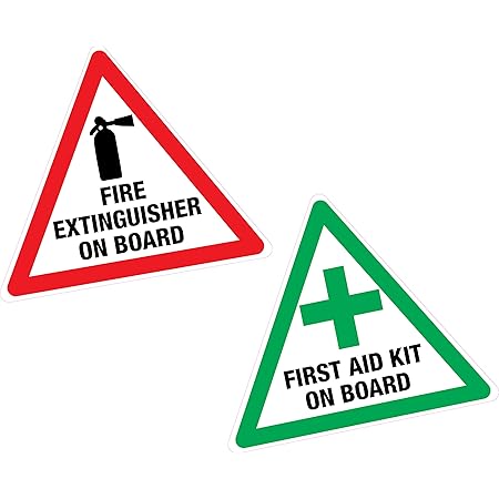 First Aid & Fire Extinguisher on Board Set 2X Vinyl Sticker Label Taxi ...