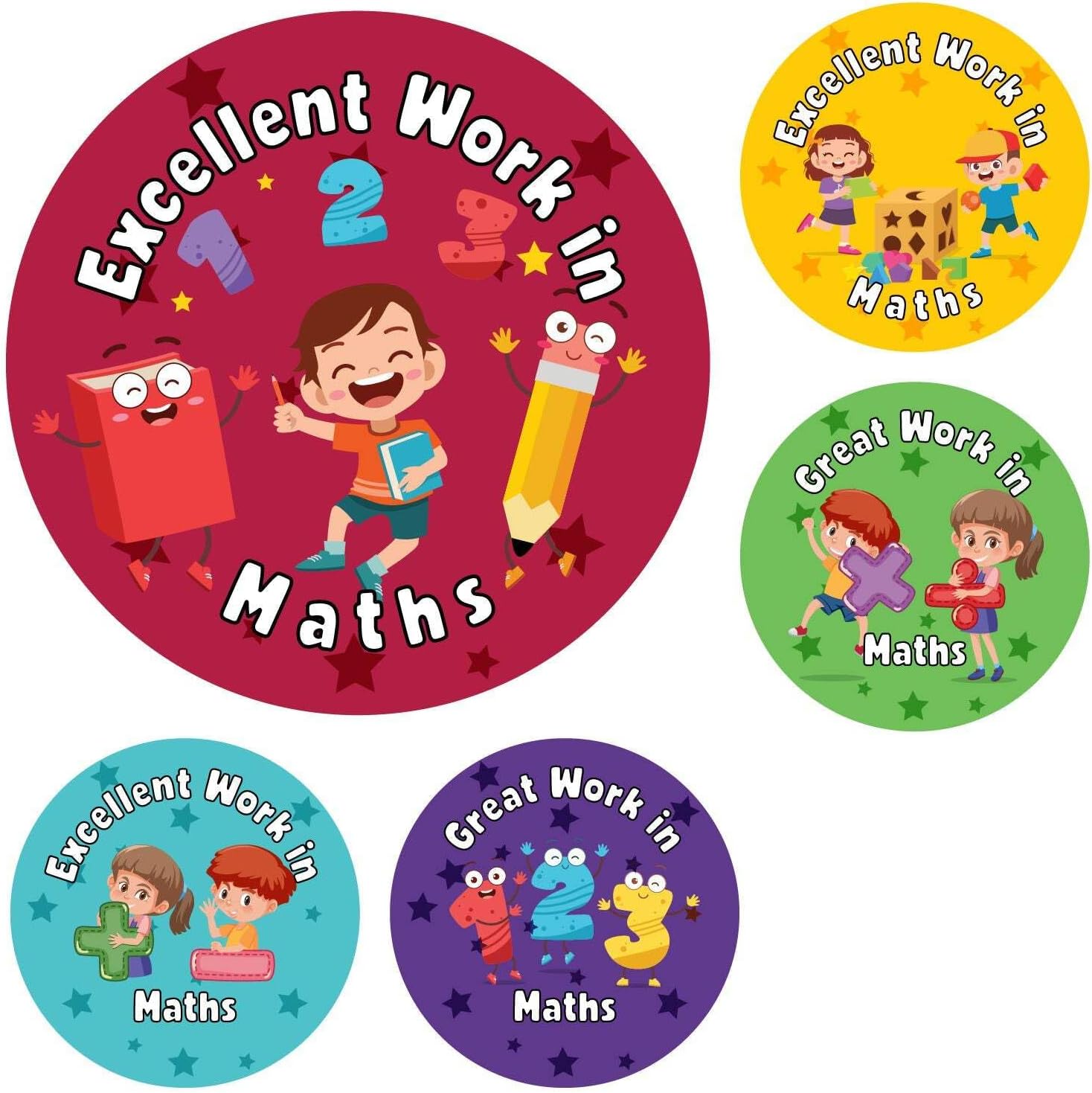 144 Maths Reward Stickers For Children, Teachers & Parents - Colourful ...