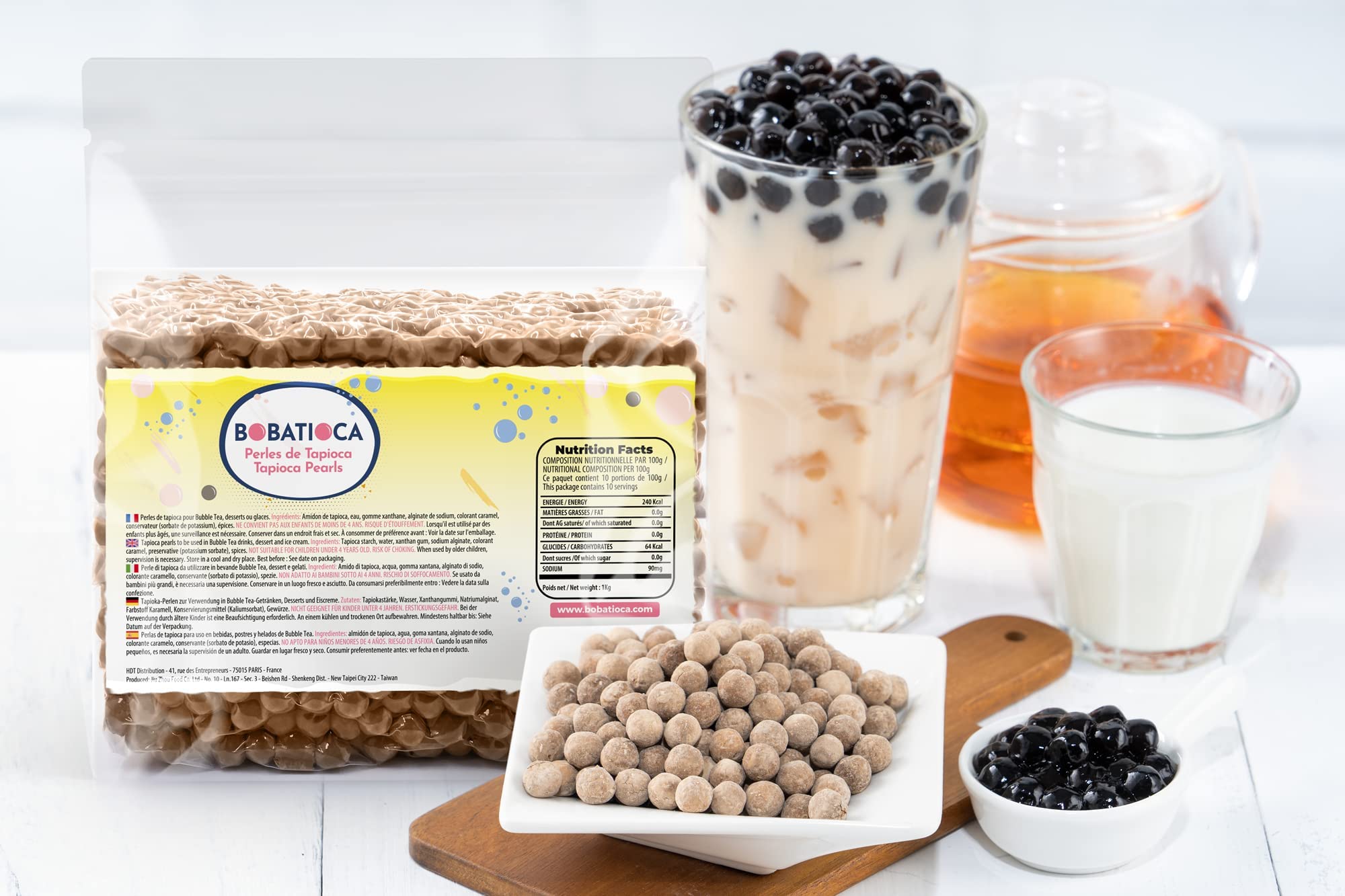 Cassava Root Boba Bowl Of Black Tapioca Pearls Or Boba For Use In