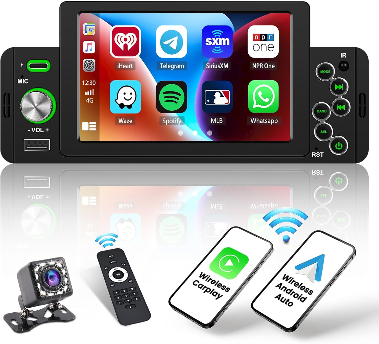 Amazon.com: Roinvou Single Din Car Stereo Compatible with Wireless ...