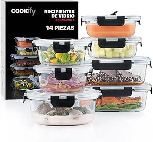 Cookify Recipientes de Vidrio con Tapa Hermética - Tupper Contenedor de ...