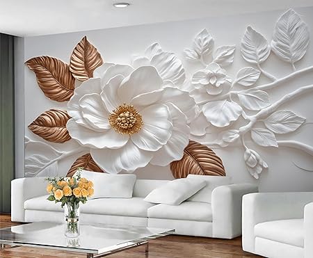 GIVLWF Papier peint floral 3D, papier peint à décoller et coller en ...