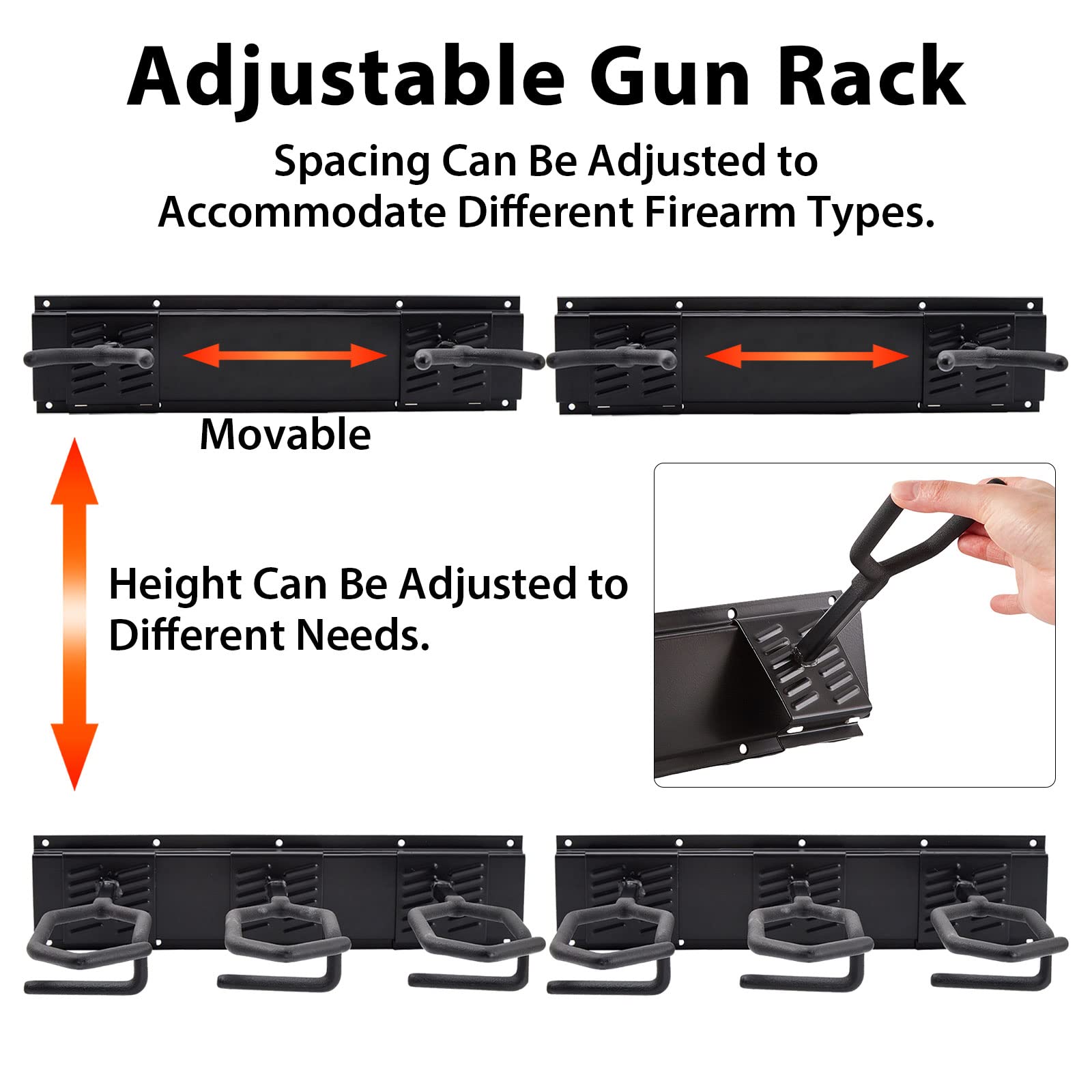 Snapklik.com : Indoor Gun Racks For Wall 6-Slot, Adjustable Gun Rack ...