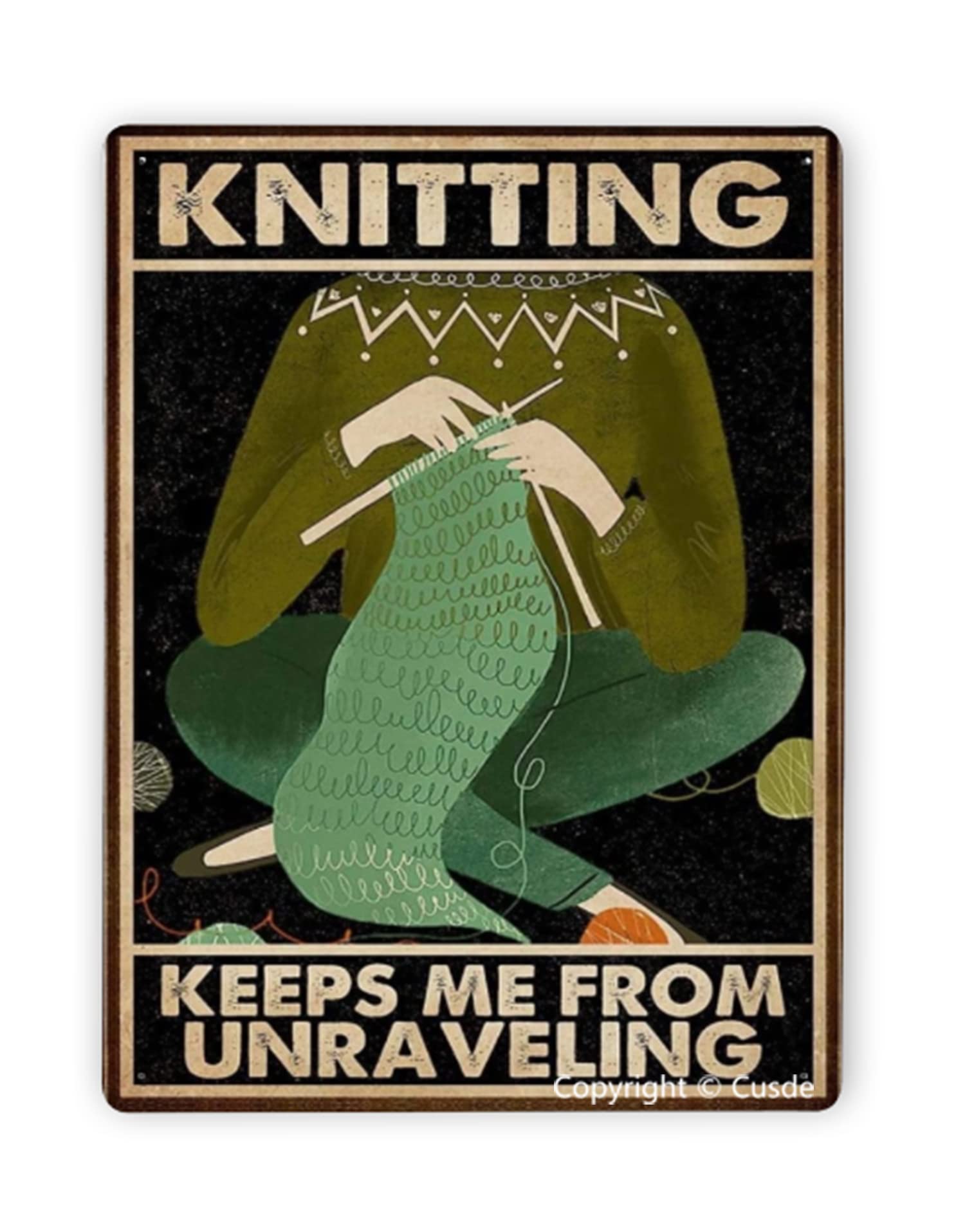 Amazon.com: Cusde Knitting Keeps Me From Unraveling Vintage Wall Art ...