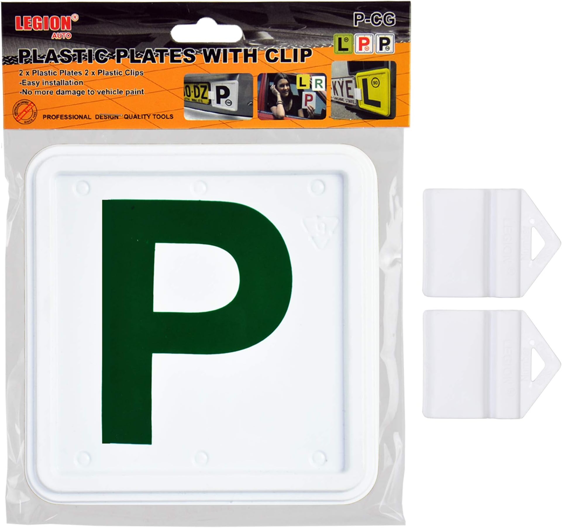 2Pcs Plastic Green P Plate Clips Holder Set Car Number License : Amazon ...