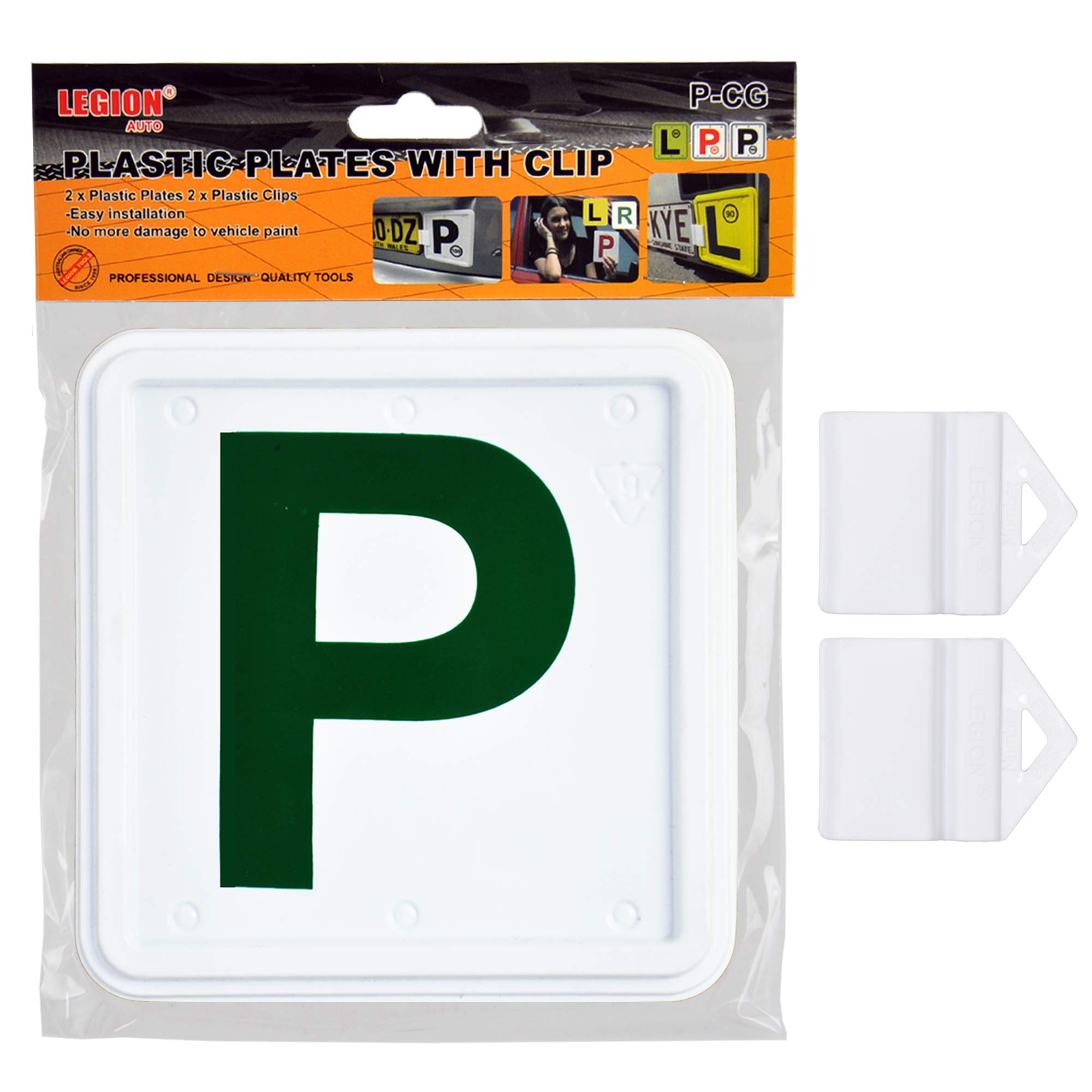 2Pcs Plastic Green P Plate Clips Holder Set Car Number License : Amazon ...