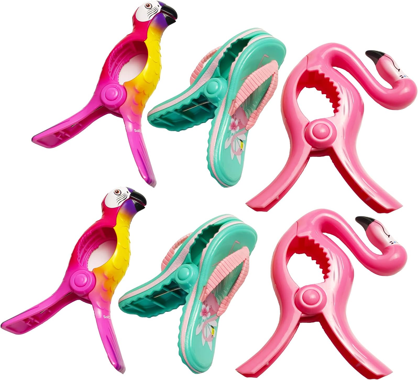 Amazon.com: 4 Pieces Cute Beach Towel Clips Flamingo Parrot Cactus ...
