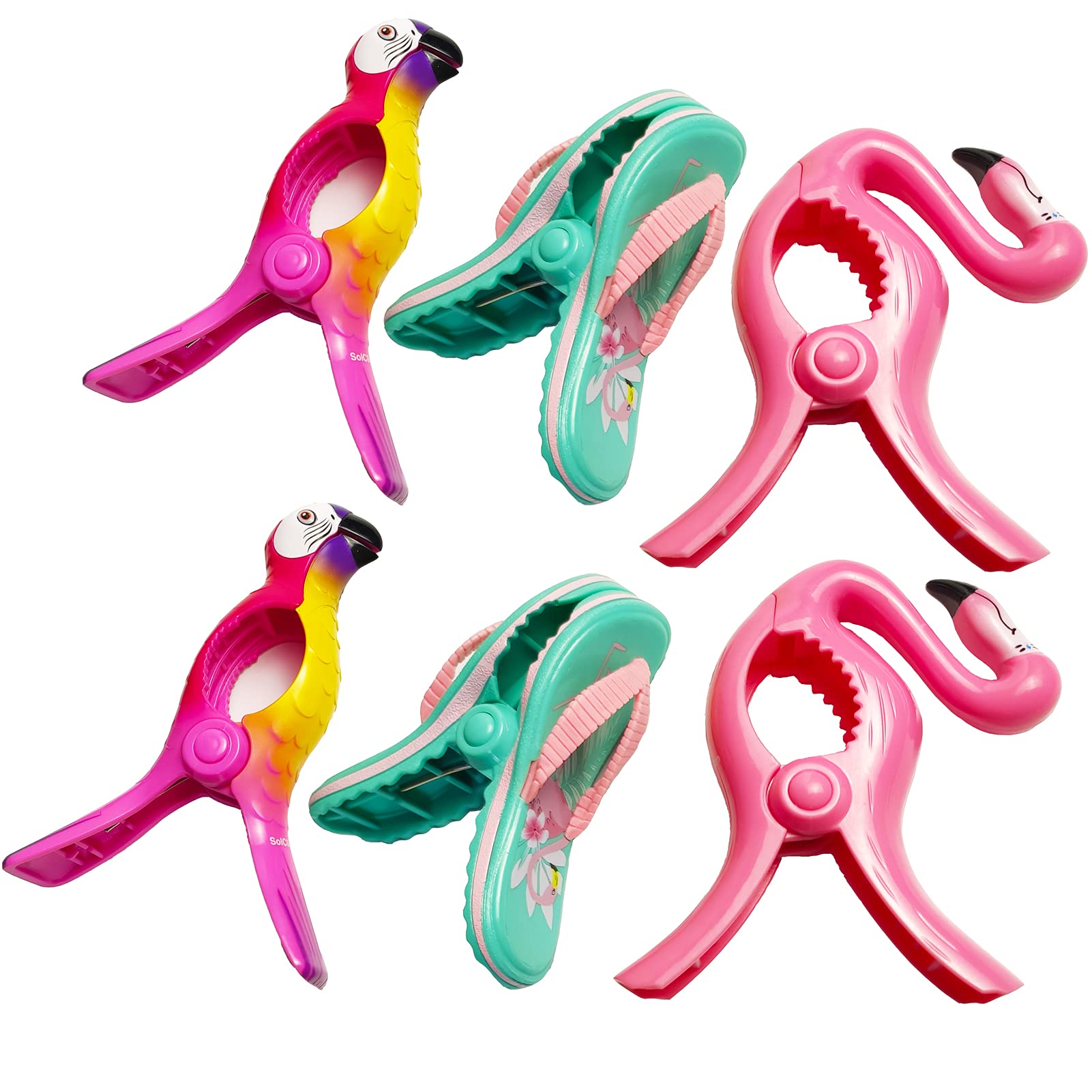 Amazon.com: 6 Pieces Beach Towel Clips, Flip Flop Towel Holders ...