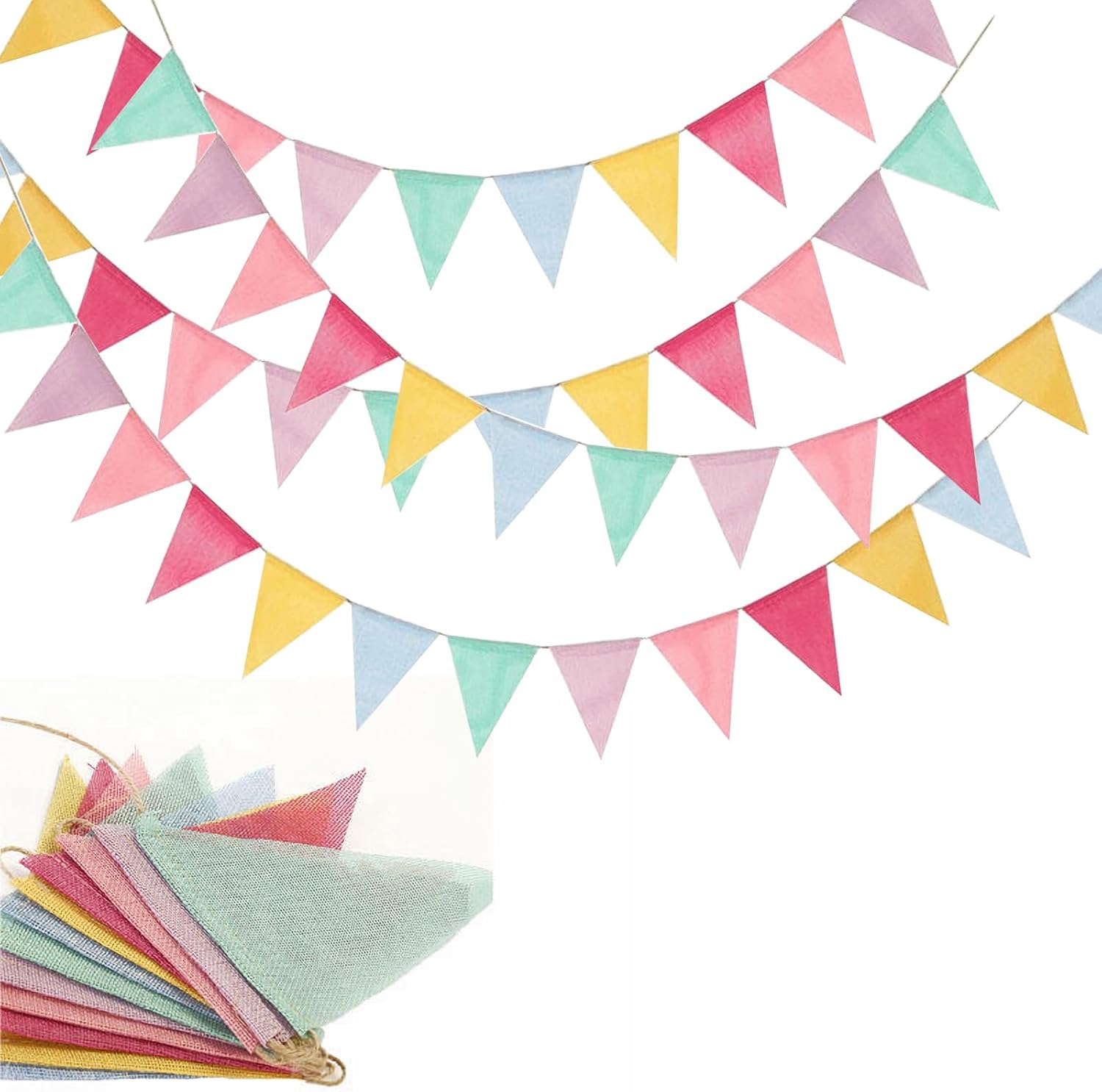 Amazon.com: Alainzeo Pennant Banner Flags Pastel, 48Pcs Colorful ...