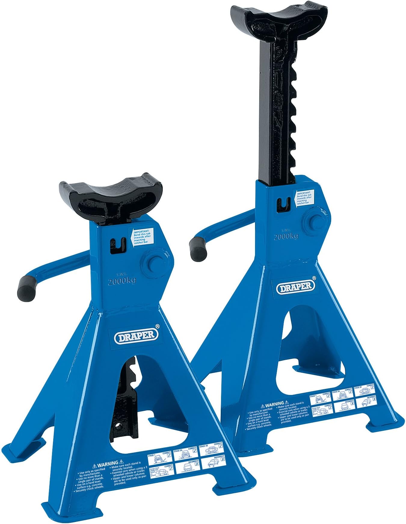 Draper 30878 Ratcheting Axle Stand, 2 Tonne Capacity, 36mm x 85mm ...