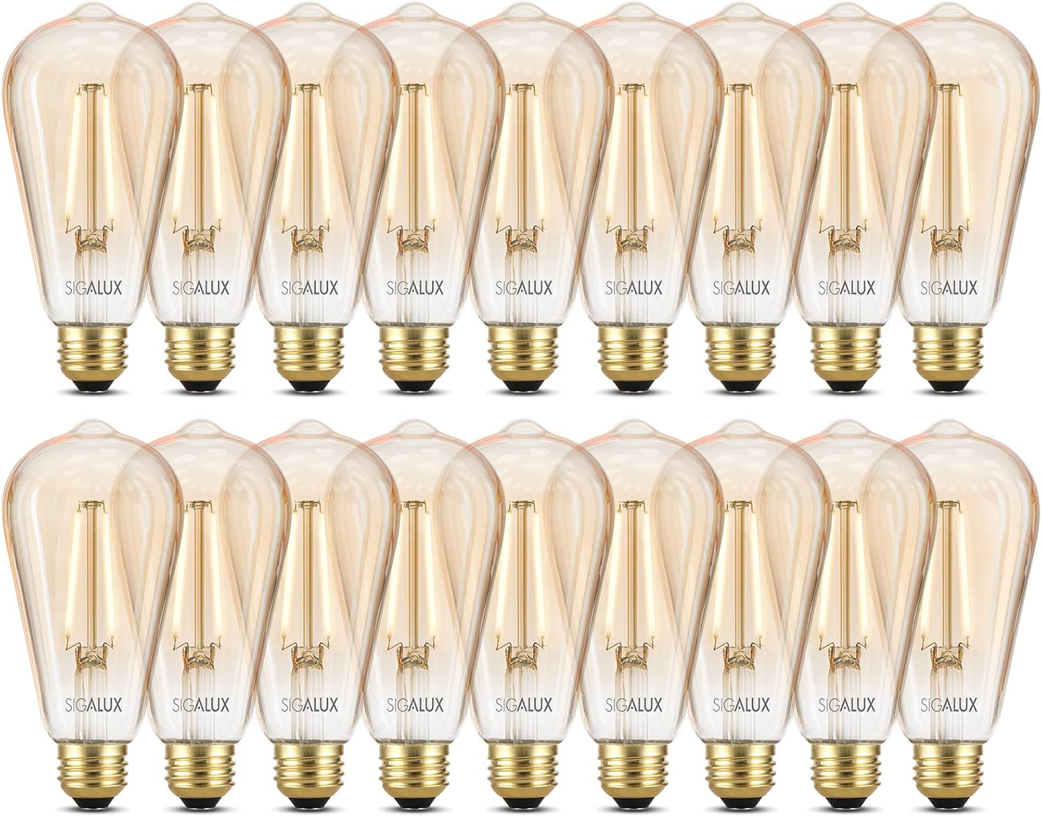 Sigalux Edison LED Light Bulbs, Dimmable Vintage Light Bulbs 40 Watt ...