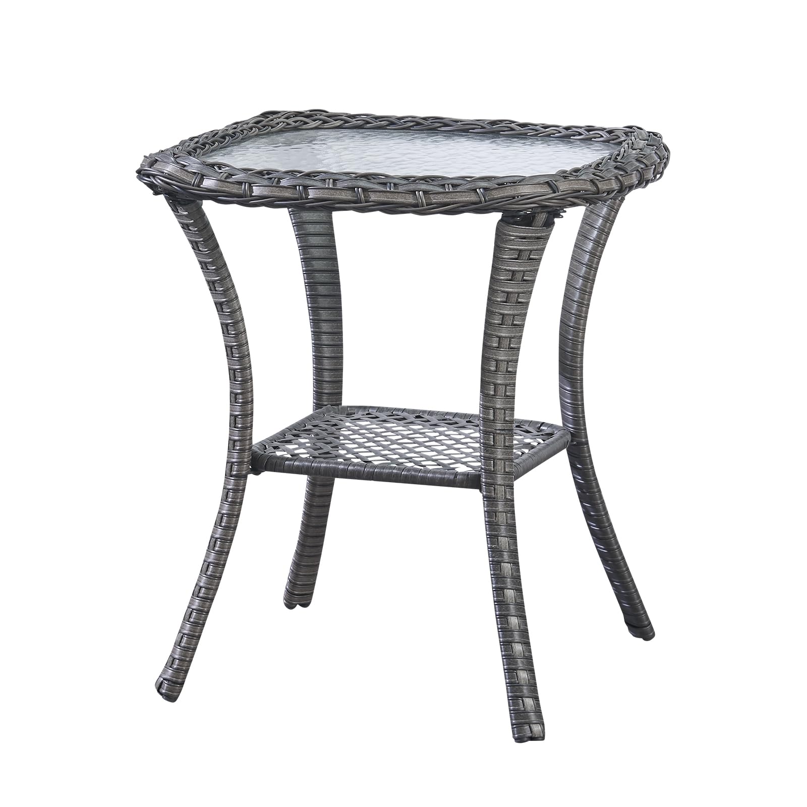 Amazon.com : Belord Small Outdoor Side Table - Tempered Glass Wicker ...