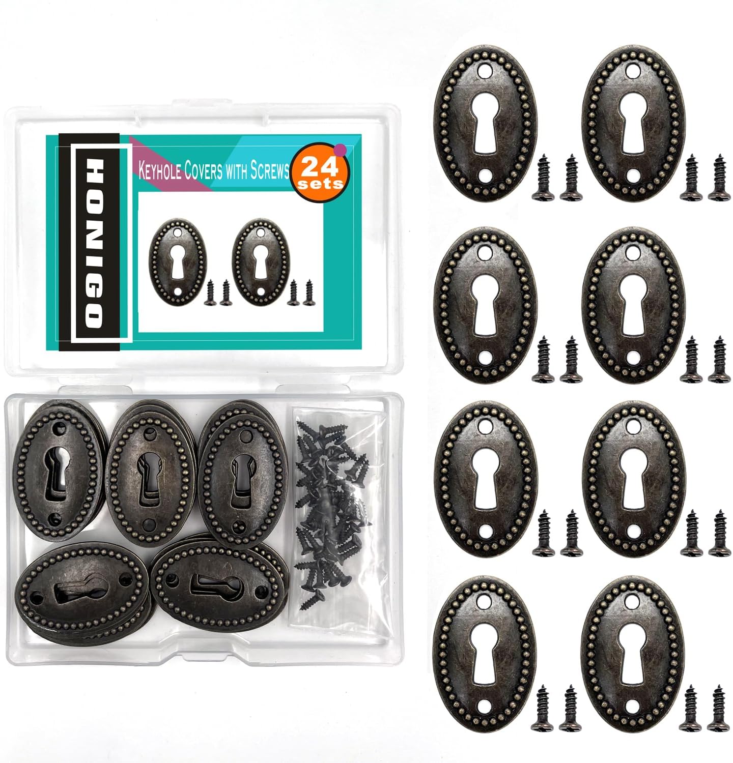 Amazon.com: Honigo 12 Sets Zinc Alloy Keyhole Covers with Screws ...