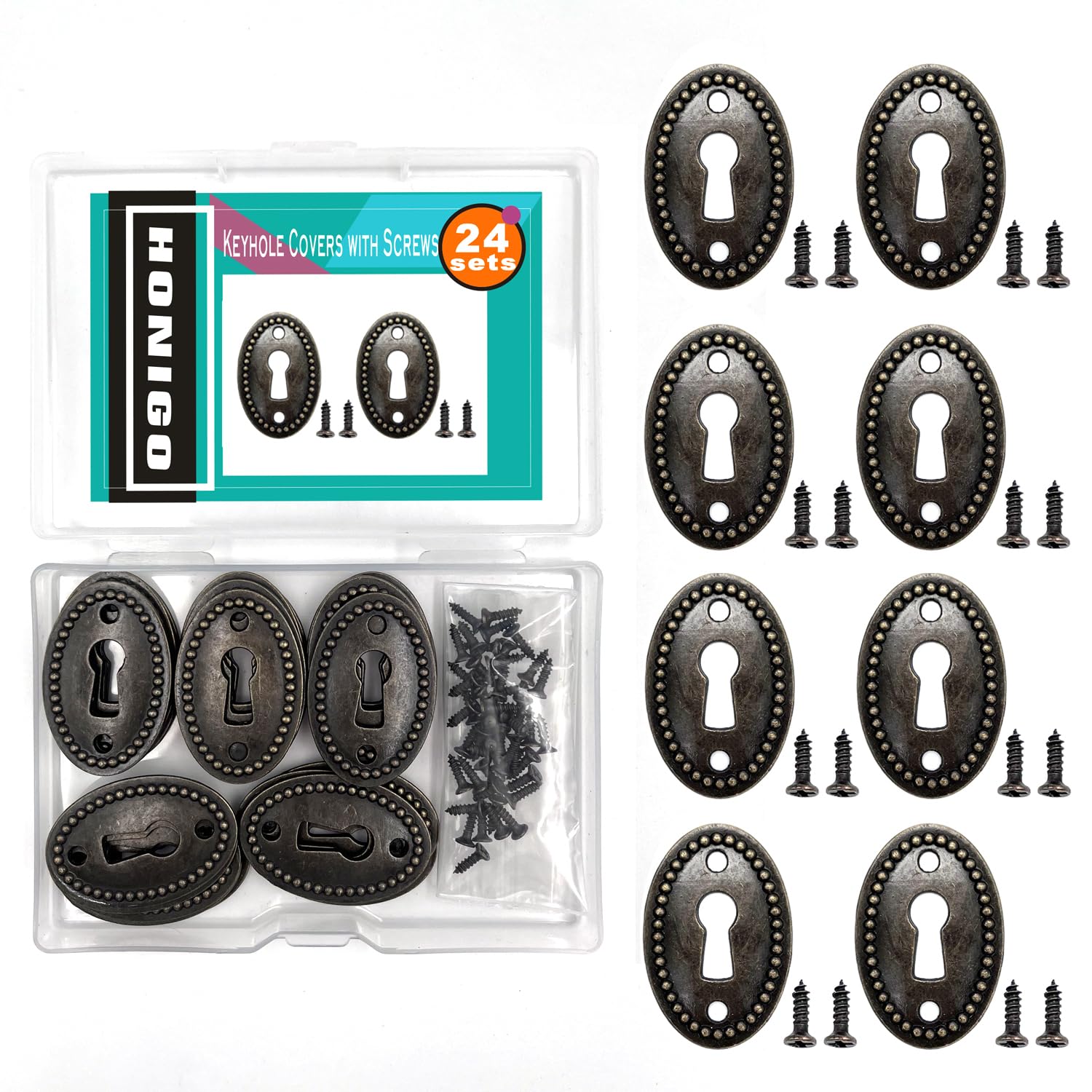 Amazon.com: Honigo 24 Sets Zinc Alloy Keyhole Covers with Screws ...