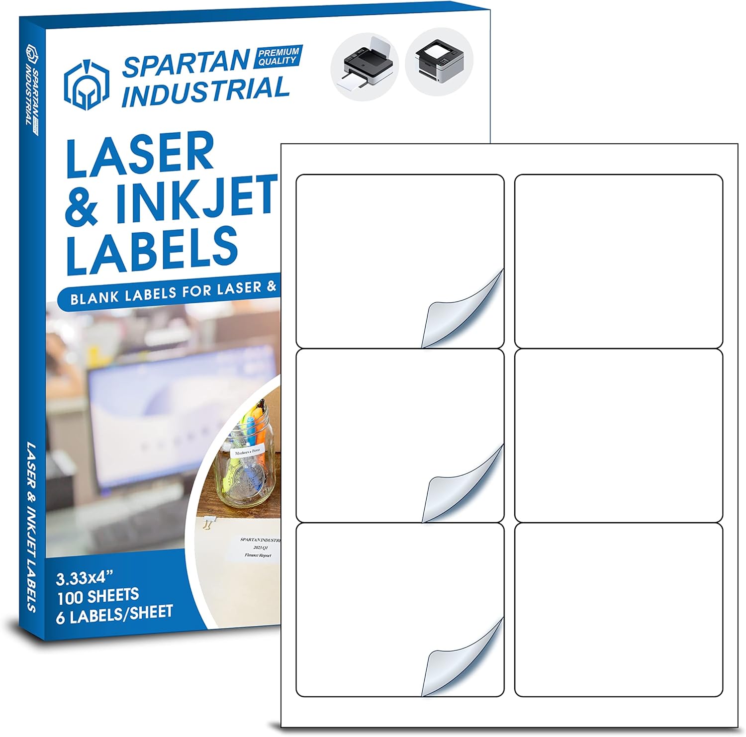 Amazon.com : Spartan Industrial Printable Laser Inkjet Labels - 3-1/3 ...