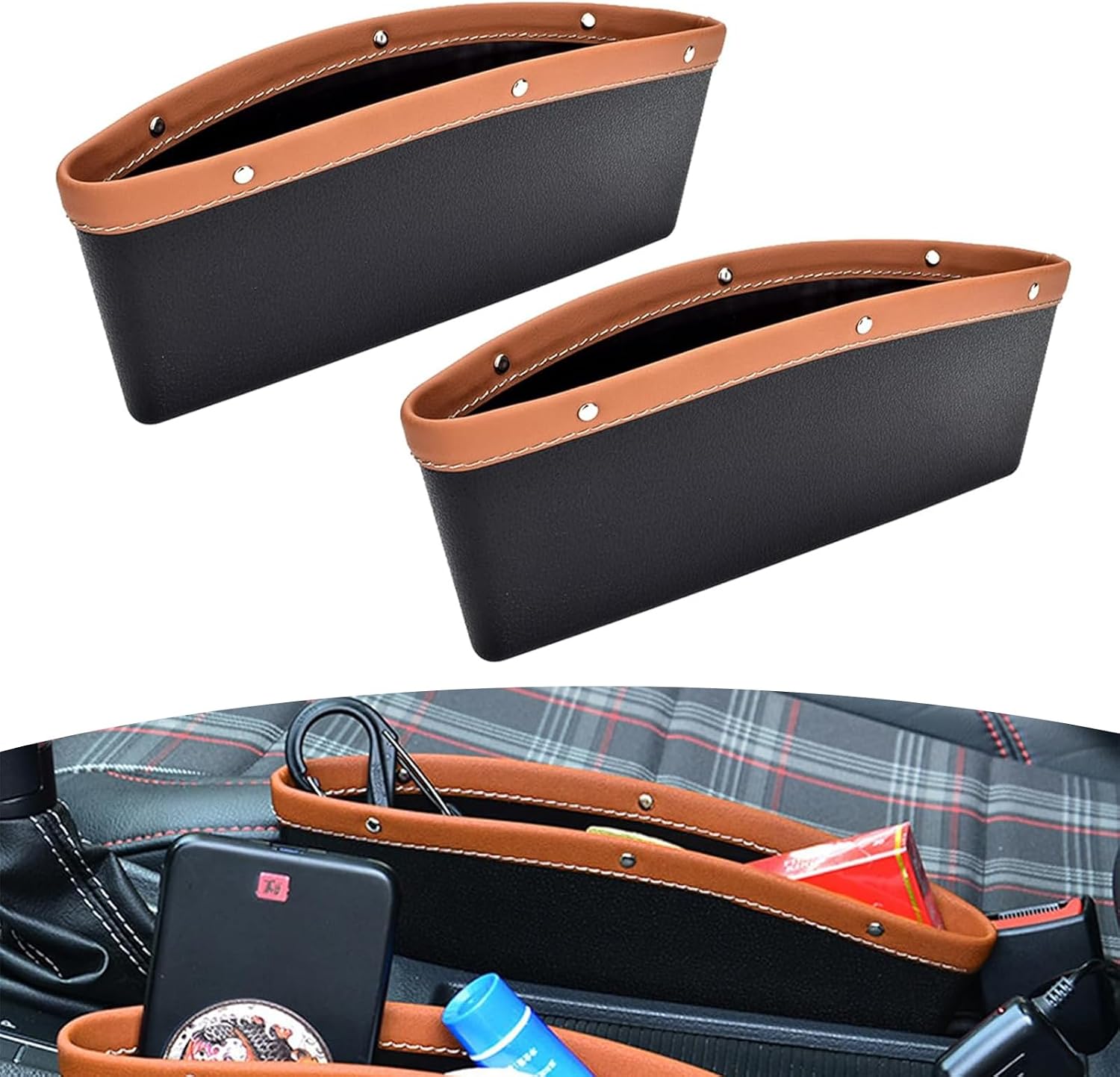 Amazon.com: Fluher 2 PCS Car Seat Gap Storage Box, 9.4 x 11 x 4.1 ...