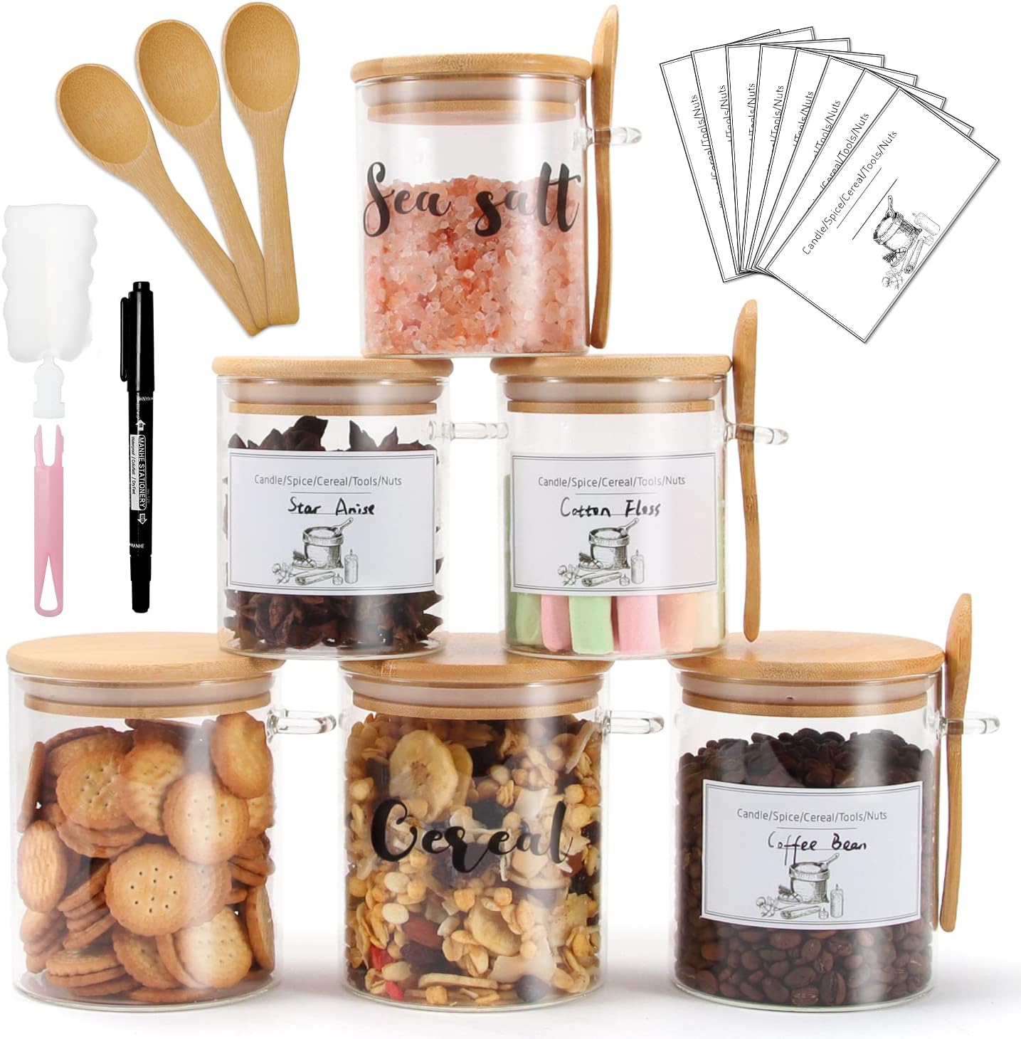 Amazon.com: 6pcs 26oz/16oz Glass Food Storage Containers with Lids ...