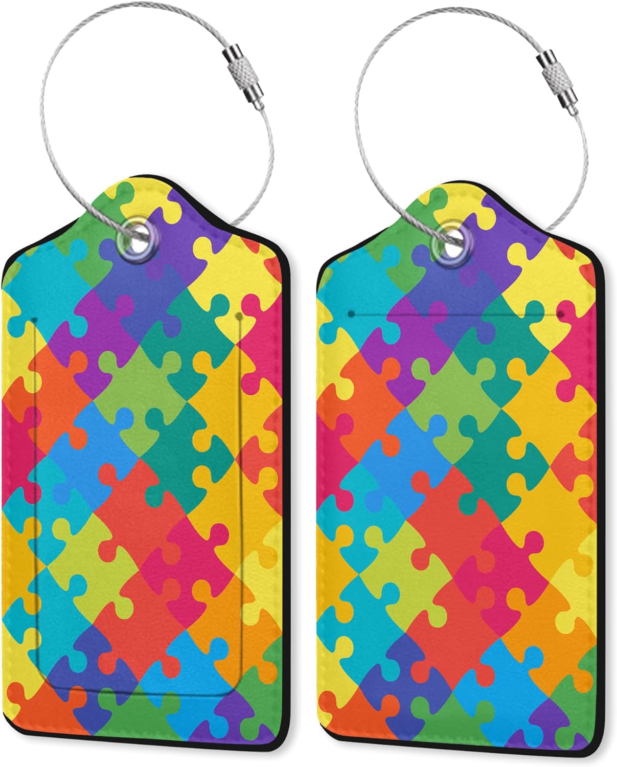 Amazon.com: 2 Pack Leather Luggage Tag for Suitcase Autism Unique ...