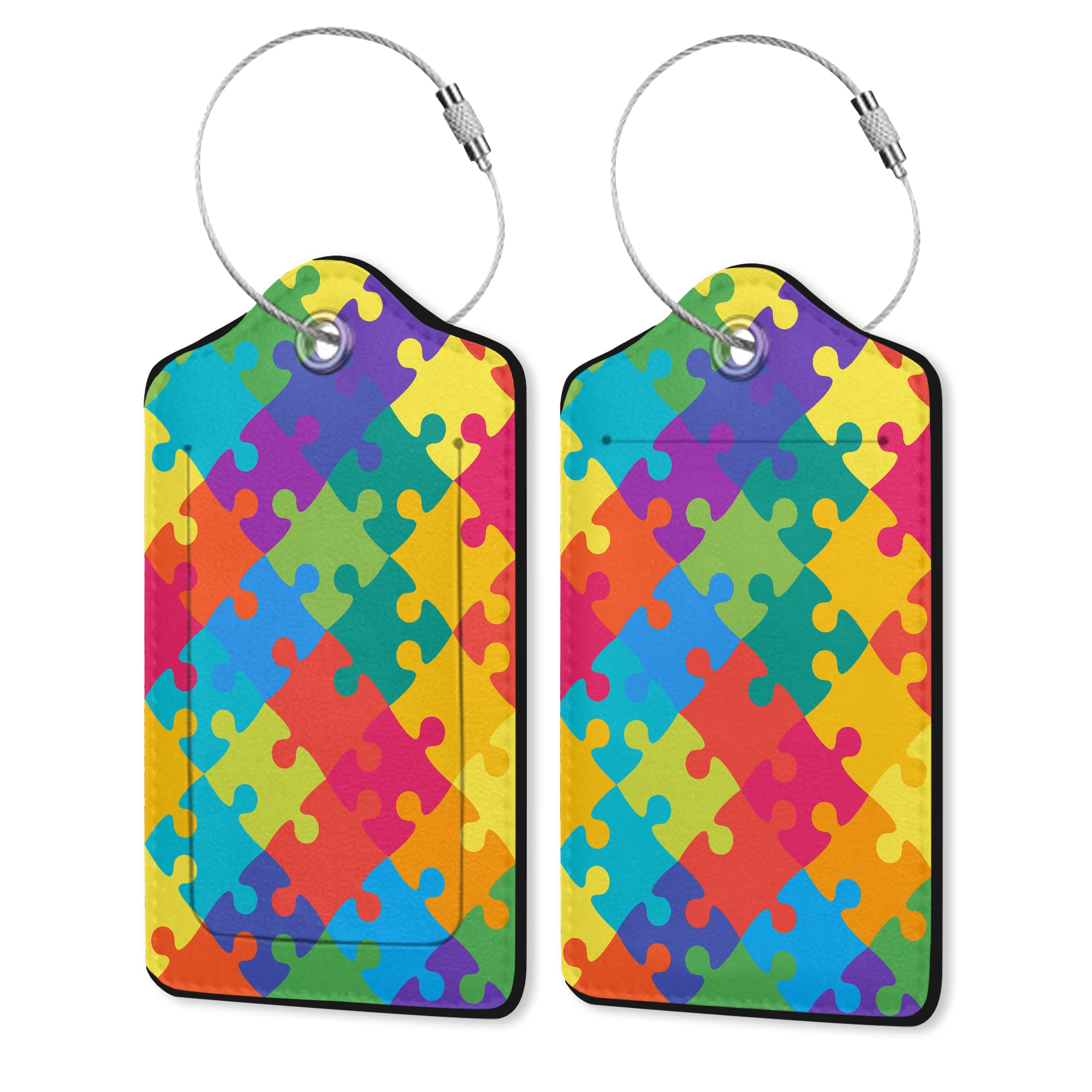 Amazon.com: 2 Pack Leather Luggage Tag for Suitcase Autism Unique ...