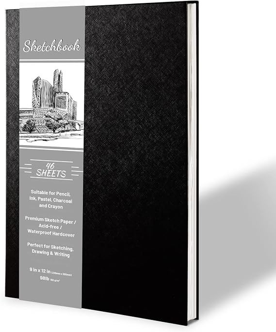 Amazon.com: Hardcover Sketch Book 9" x 12", Sketchbook Drawing Pads ...