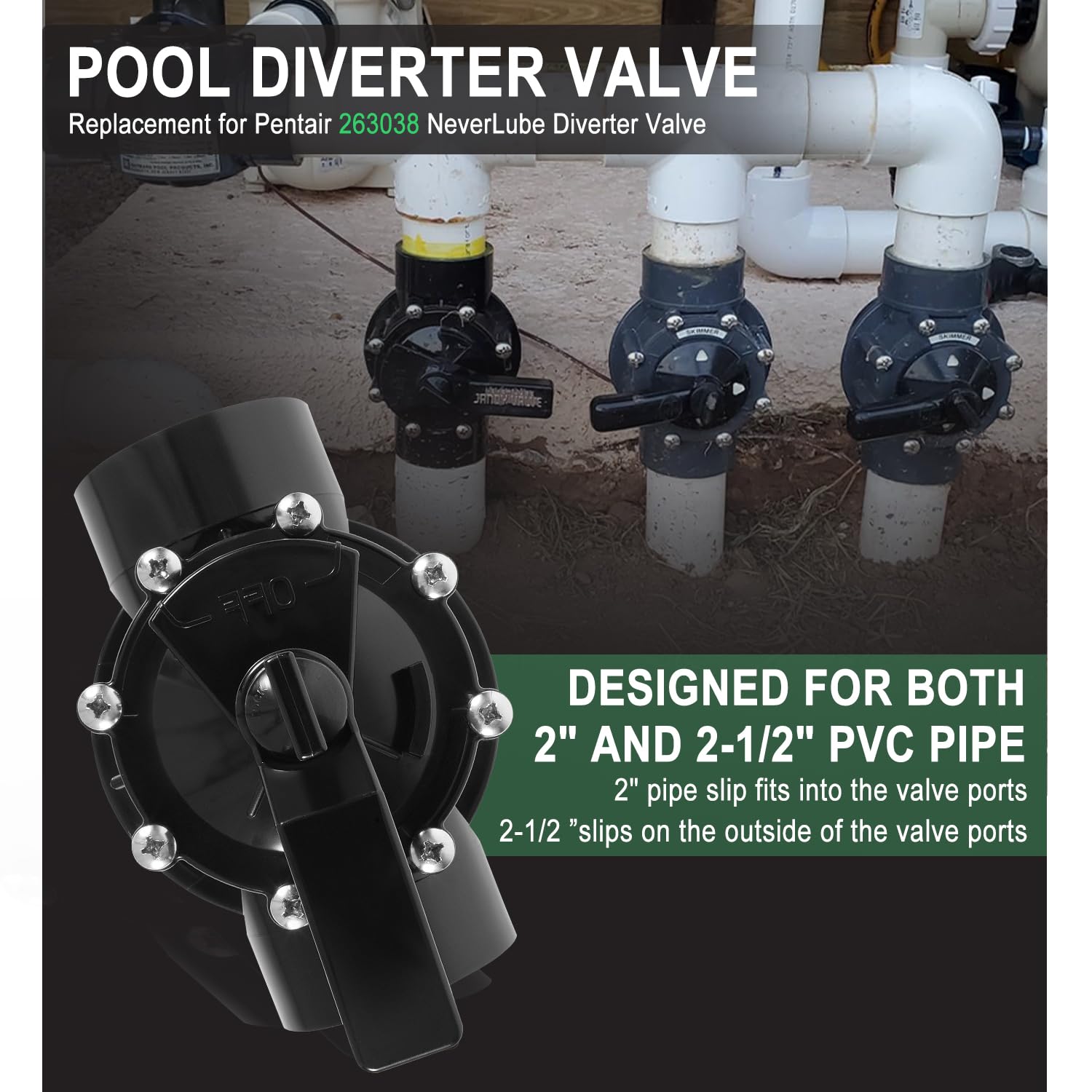 Snapklik.com : 2 Way Valve 2 Inch, Pool Diverter Valve, Positive Seal ...