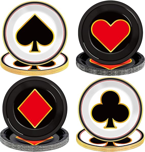 Amazon.com: 48Pcs Casino Party Paper Plates for Las Vegas Themed Party ...