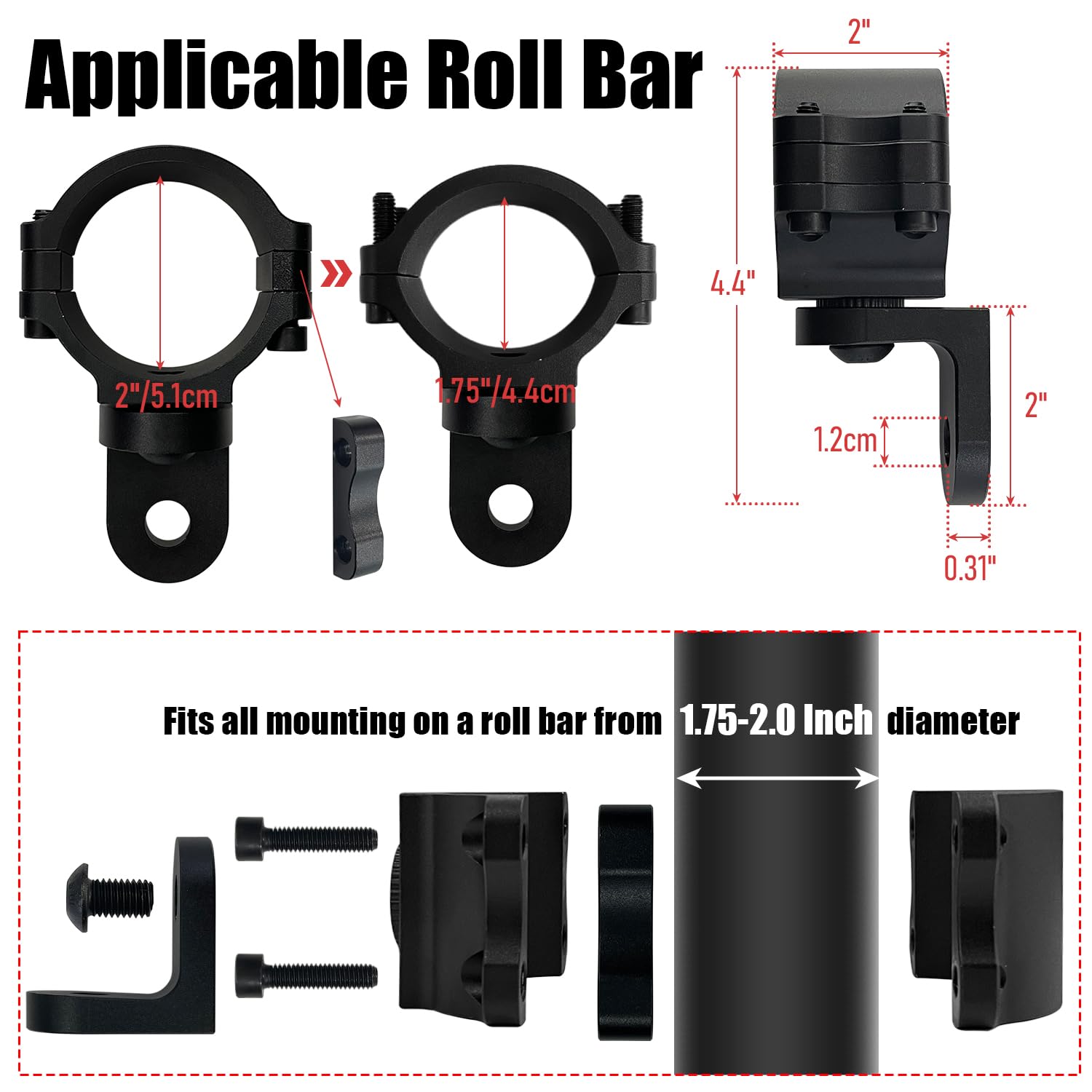 Snapklik.com : 2Pack UTV Whip Mount, Aluminium Alloy Light Flag Mounts ...