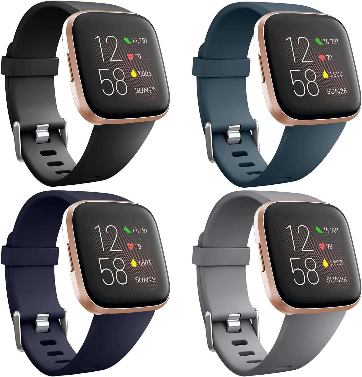 Amazon.com: PACK 3 Soft Silicone Bands for Fitbit Versa 2 / Fitbit ...