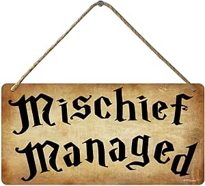Amazon.com: Mischief Managed Wooden Hanging sign Fantasy And Wizardry ...