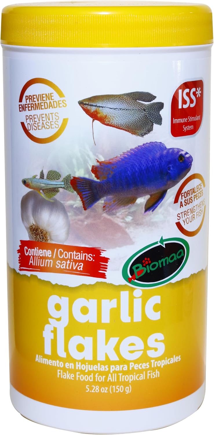Amazon.com: BIOMAA Garlic Flakes Tropical Fish Food for Aquarium Tank 5 ...
