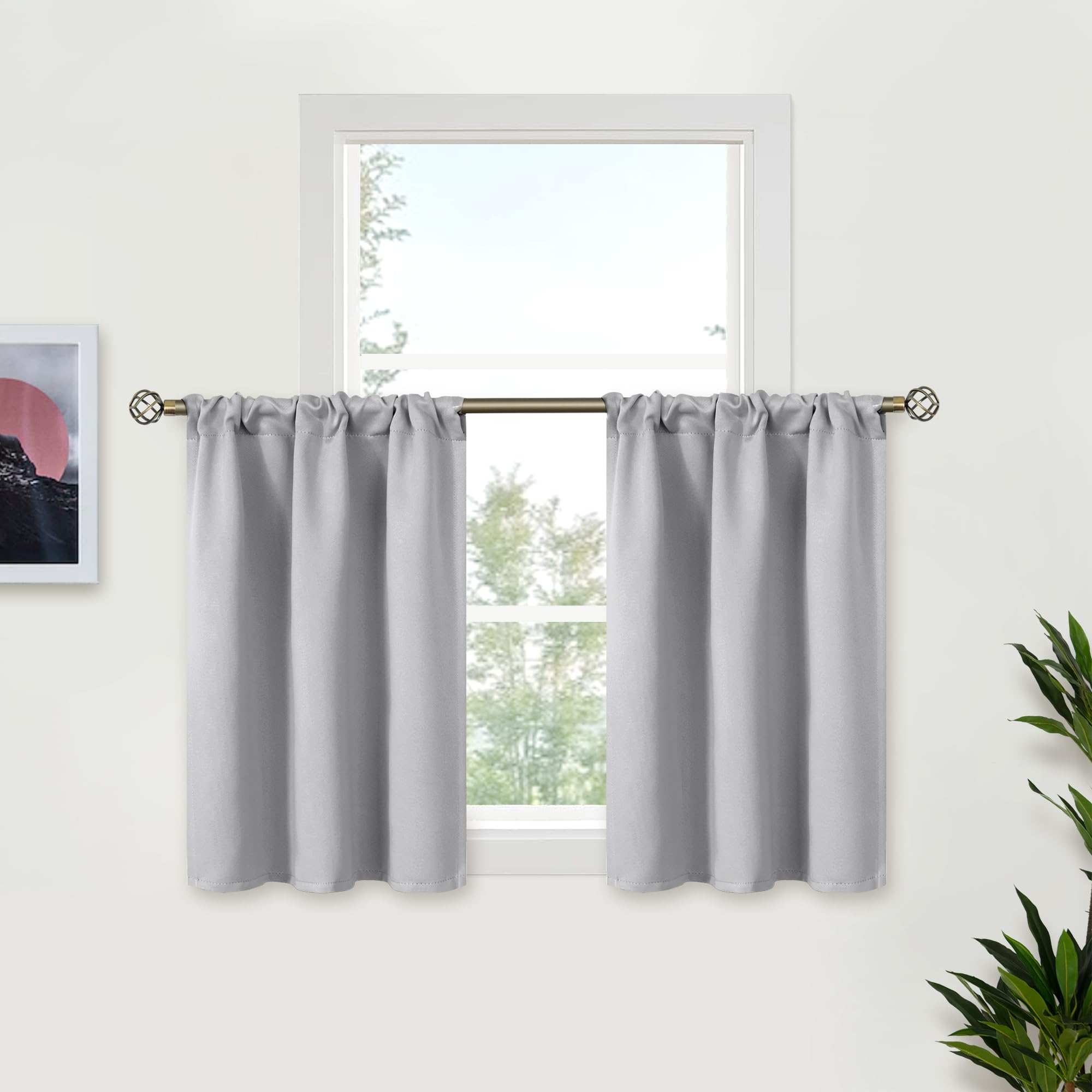 Amazon.com: BGment Light Grey Half Window Curtains 30 Inches Length for ...