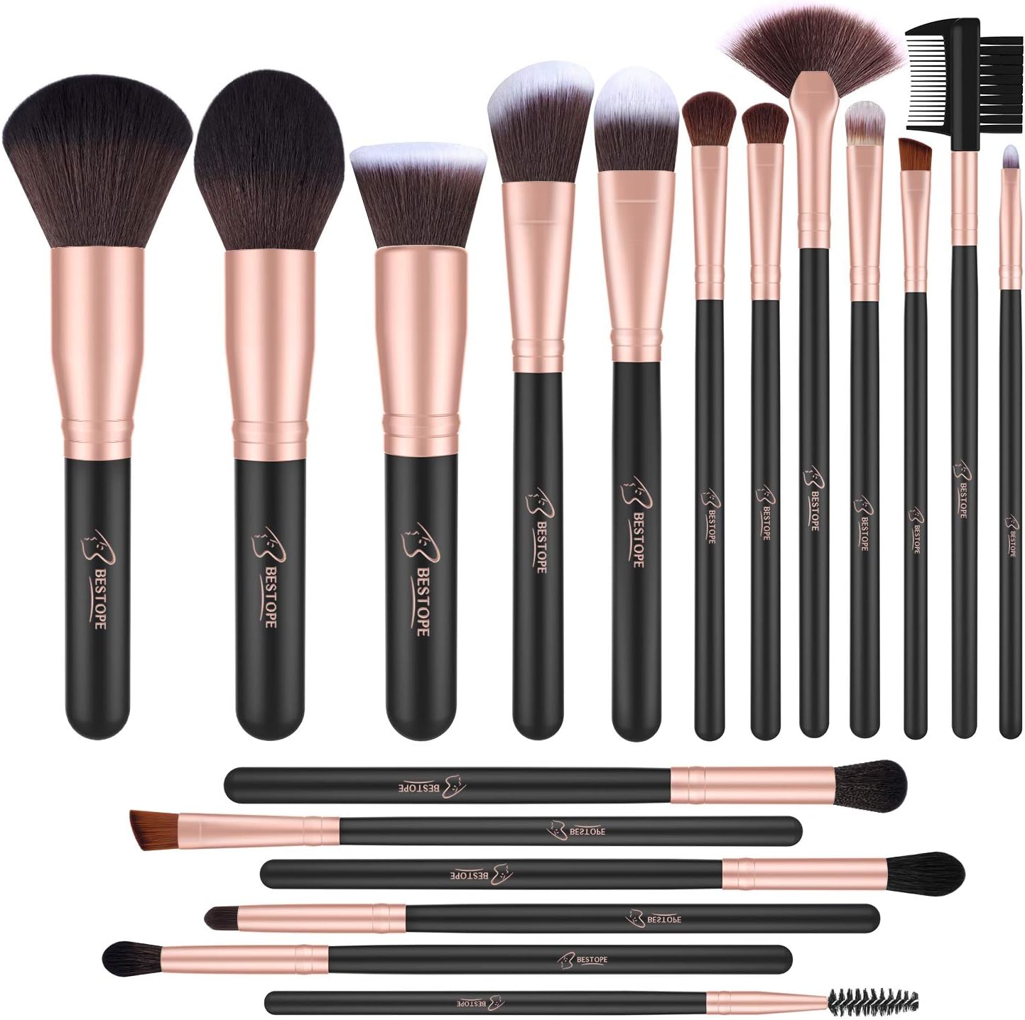 Amazon.com: BESTOPE 18 Pcs Makeup Brushes Premium Synthetic Fan ...