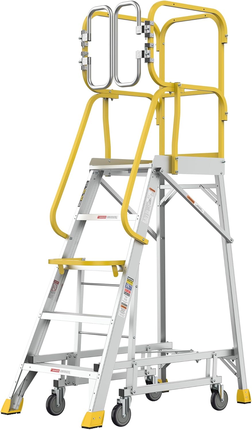 5 Step Rolling Platform Ladder Aluminum Ladder with Wheels Step ...